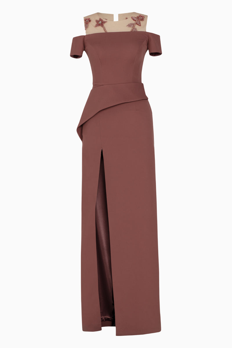 One Leg Slit Dress With Peplum Detail – Barrus London